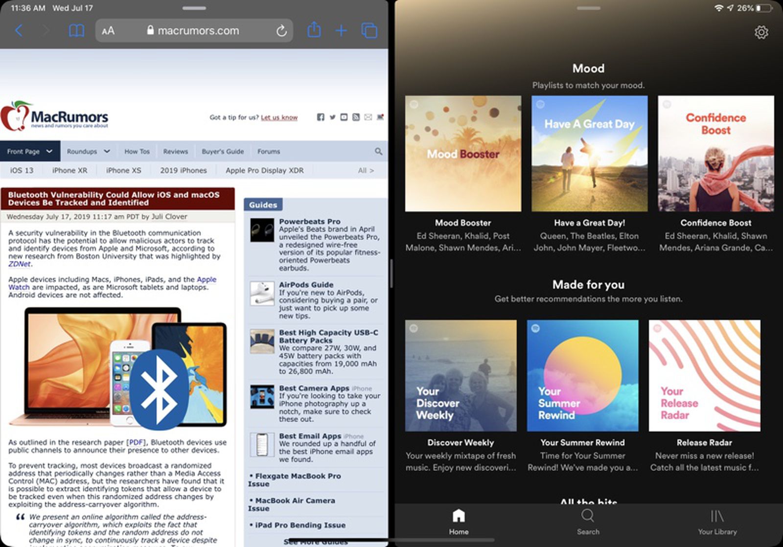 Spotify on iPad Now Supports Slide Over and Split View Multitasking ...