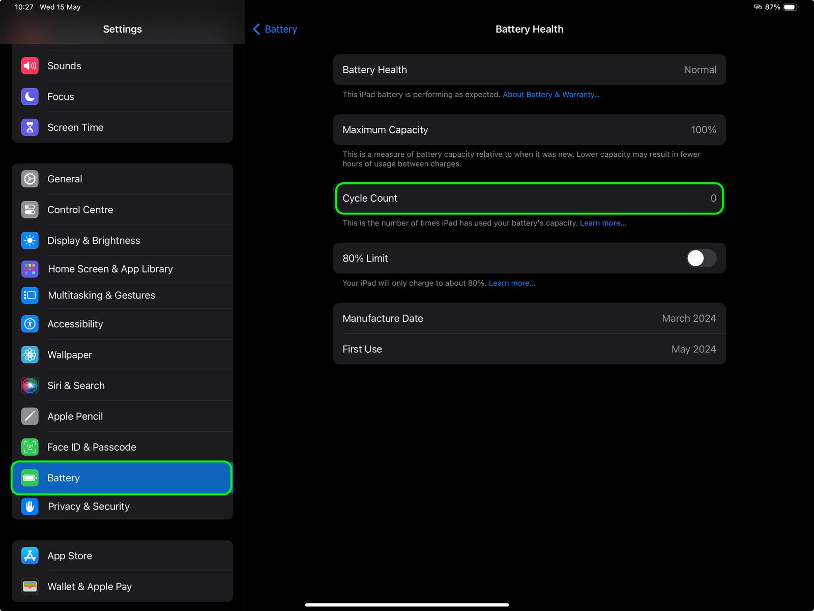 Check M4 iPad Pro and M2 iPad Air Battery Cycle Count - MacRumors
