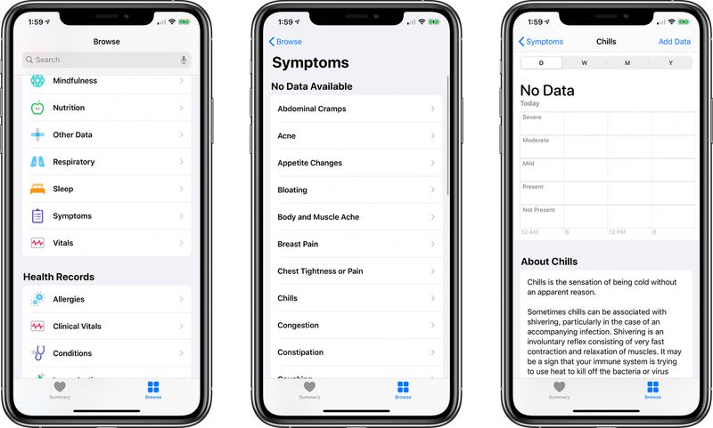 Health App Gains New 'Symptoms' Section in iOS 13.6 Beta - MacRumors