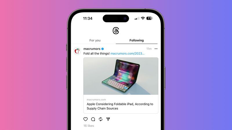 Threads Begins Rolling Out Chronological 'Following' Tab - MacRumors