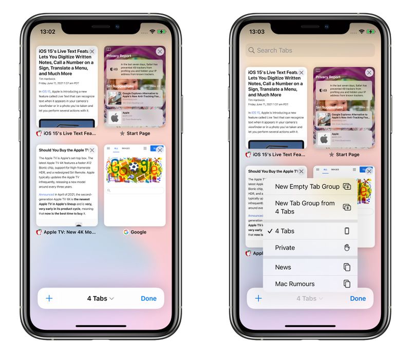iOS 15: Check Out Safari's New Tab Bar, Tab Groups, and Tab Switcher ...