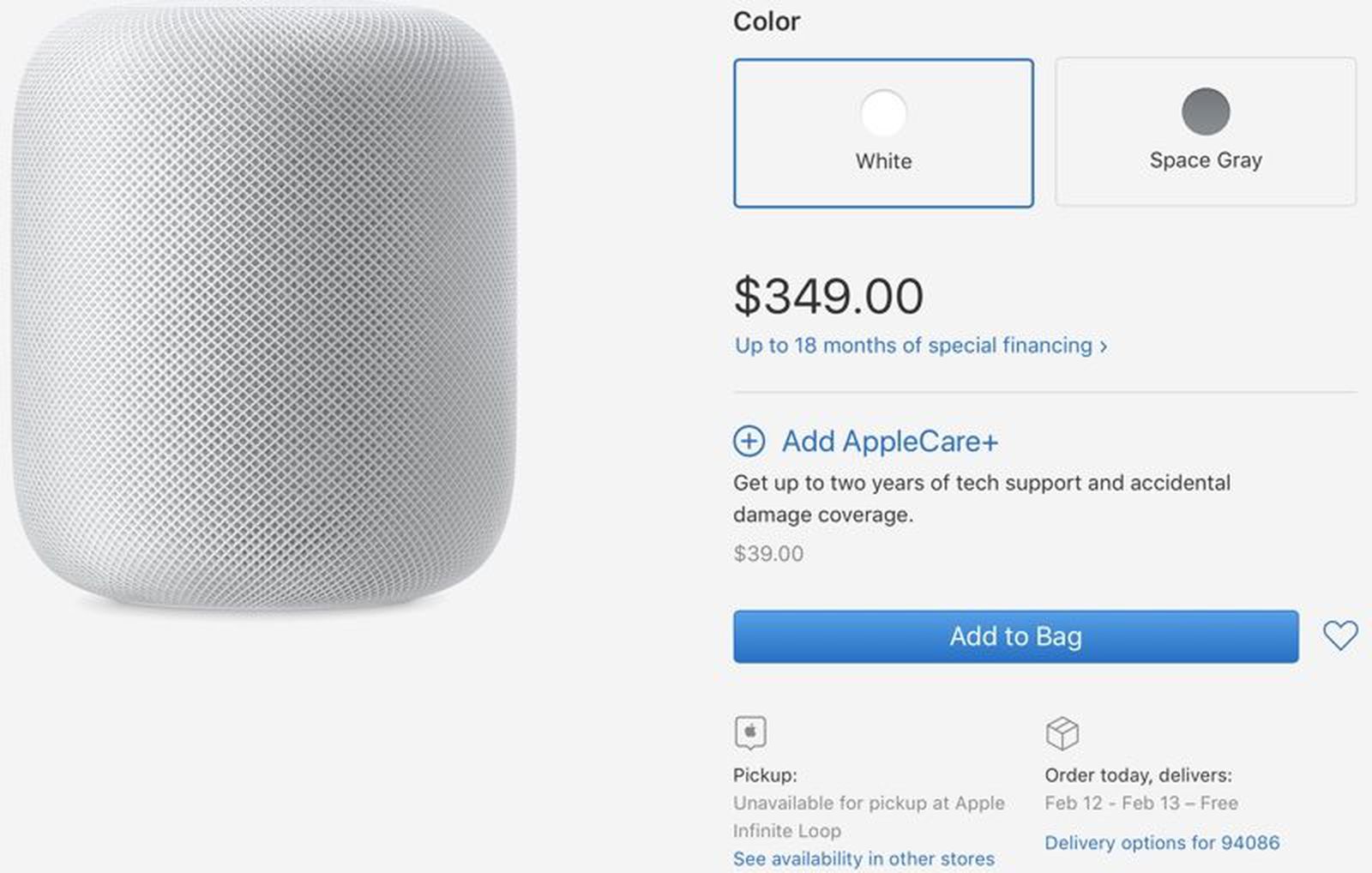 HomePod No Longer Available for Launch Day Delivery From Apple in U.S ...