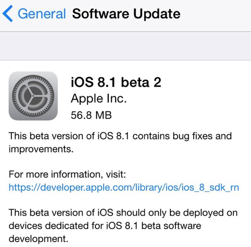 Apple Seeds Second iOS 8.1 Beta to Developers - MacRumors