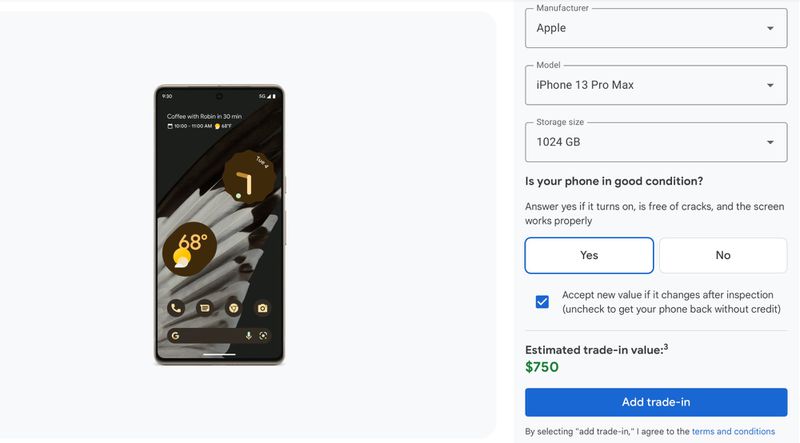 Google Offers Up to $750 Off a New Pixel 7 When Trading in 1TB iPhone ...