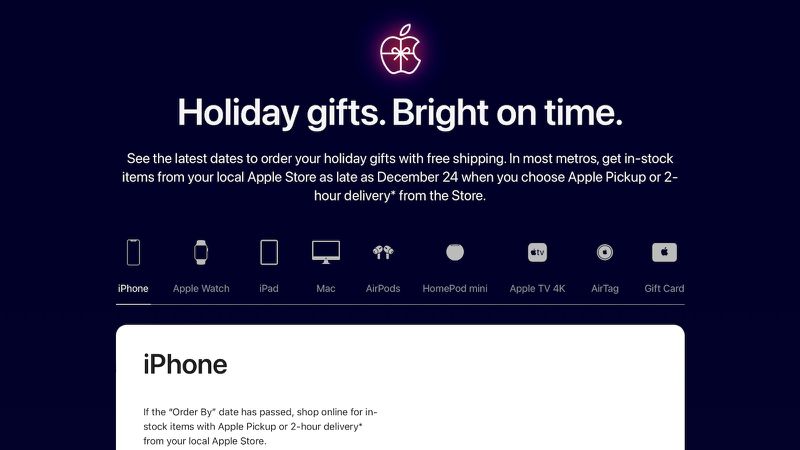 Apple Shares Deadlines for Ordering Gifts in Time for the Holidays ...
