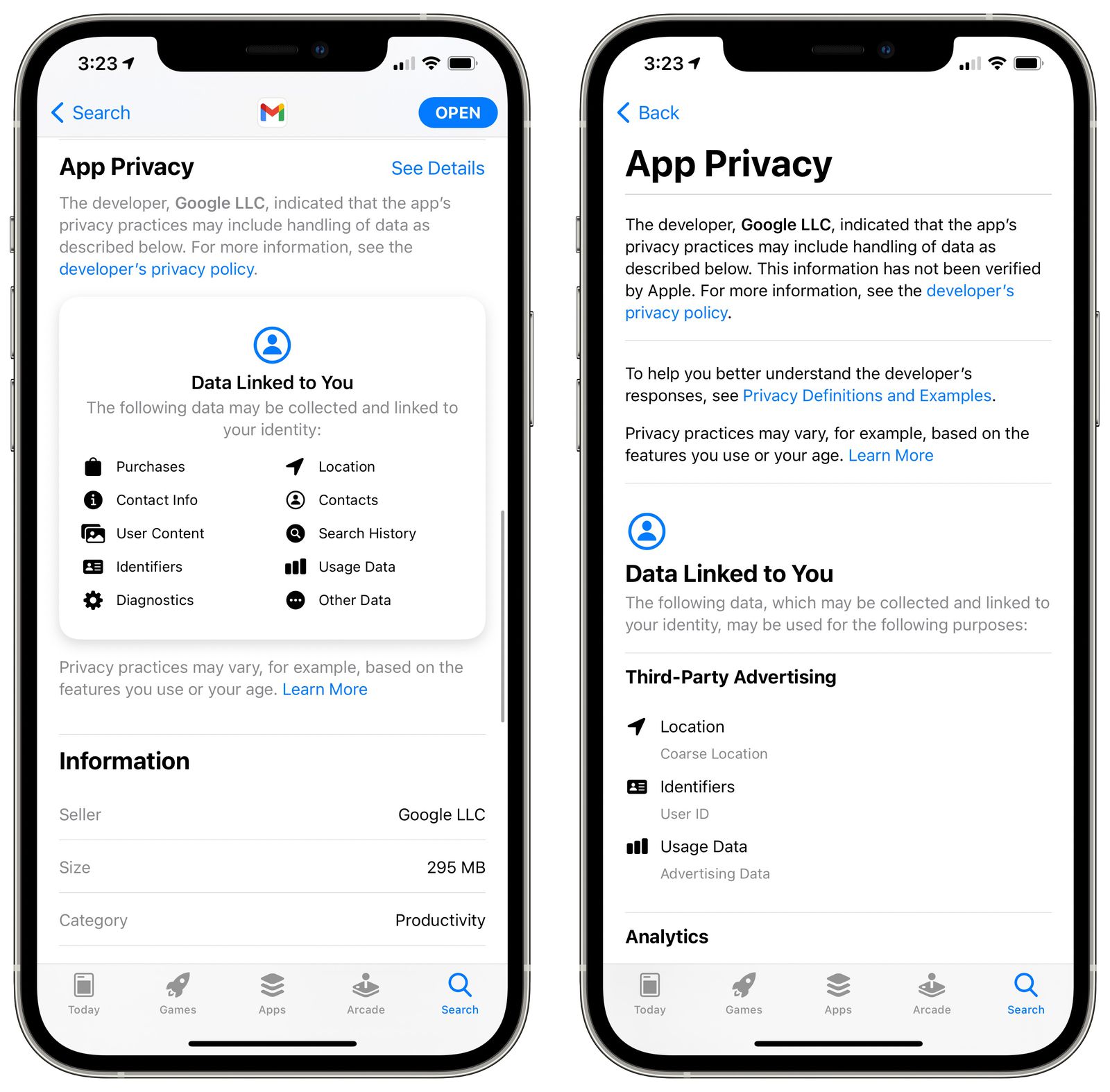 Google Finally Adds App Privacy Labels to Gmail App - MacRumors