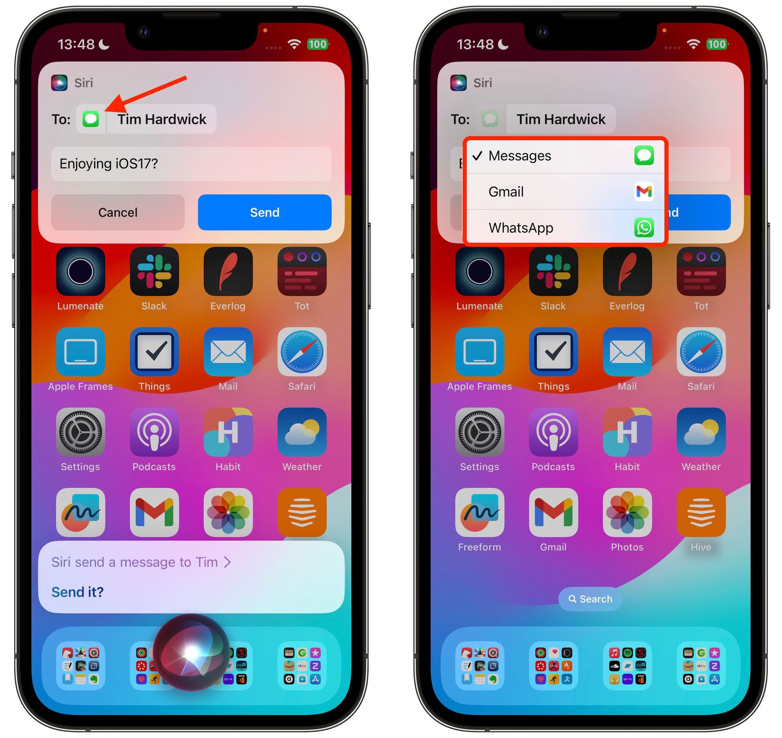 iOS 17: How to Choose Which App Siri Uses to Send a Message - MacRumors