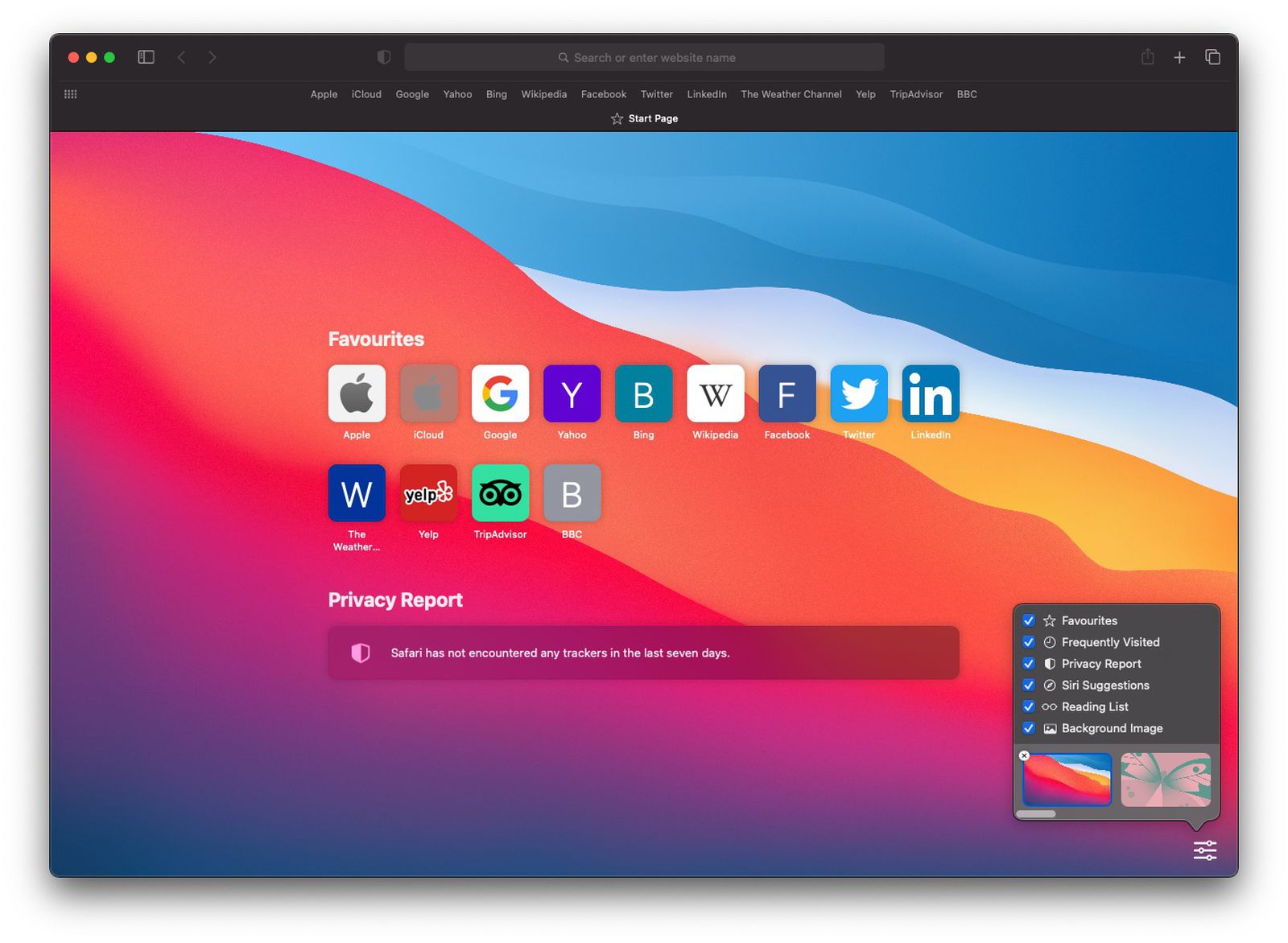 How to Add a Start Page Wallpaper in macOS Safari 14 - MacRumors