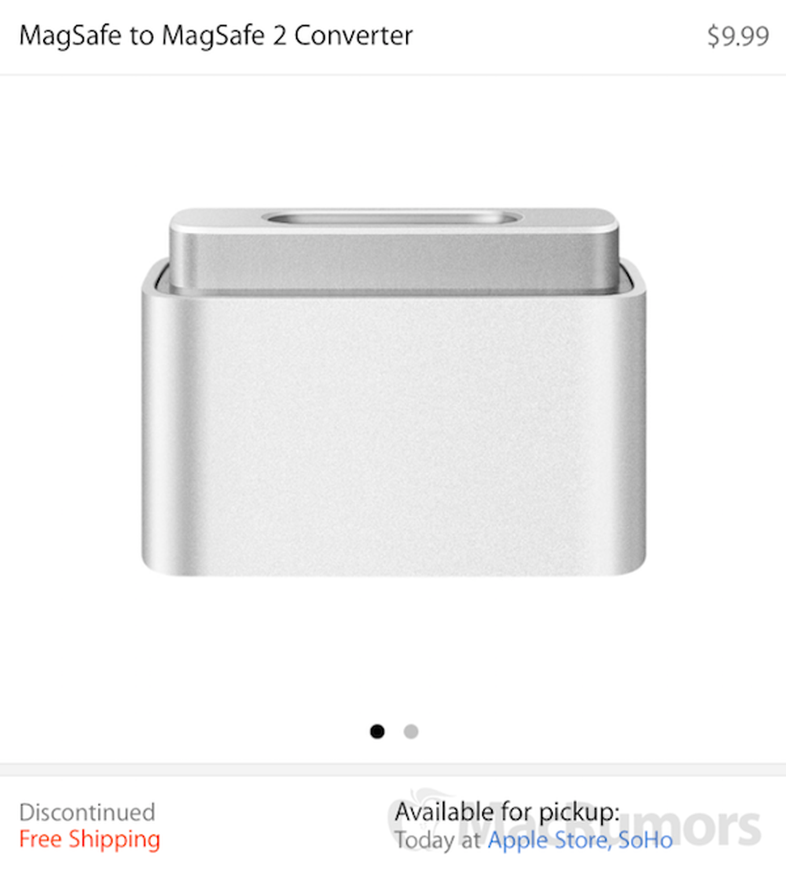 Apple Store Listing MagSafe to MagSafe 2 Converter as Discontinued ...