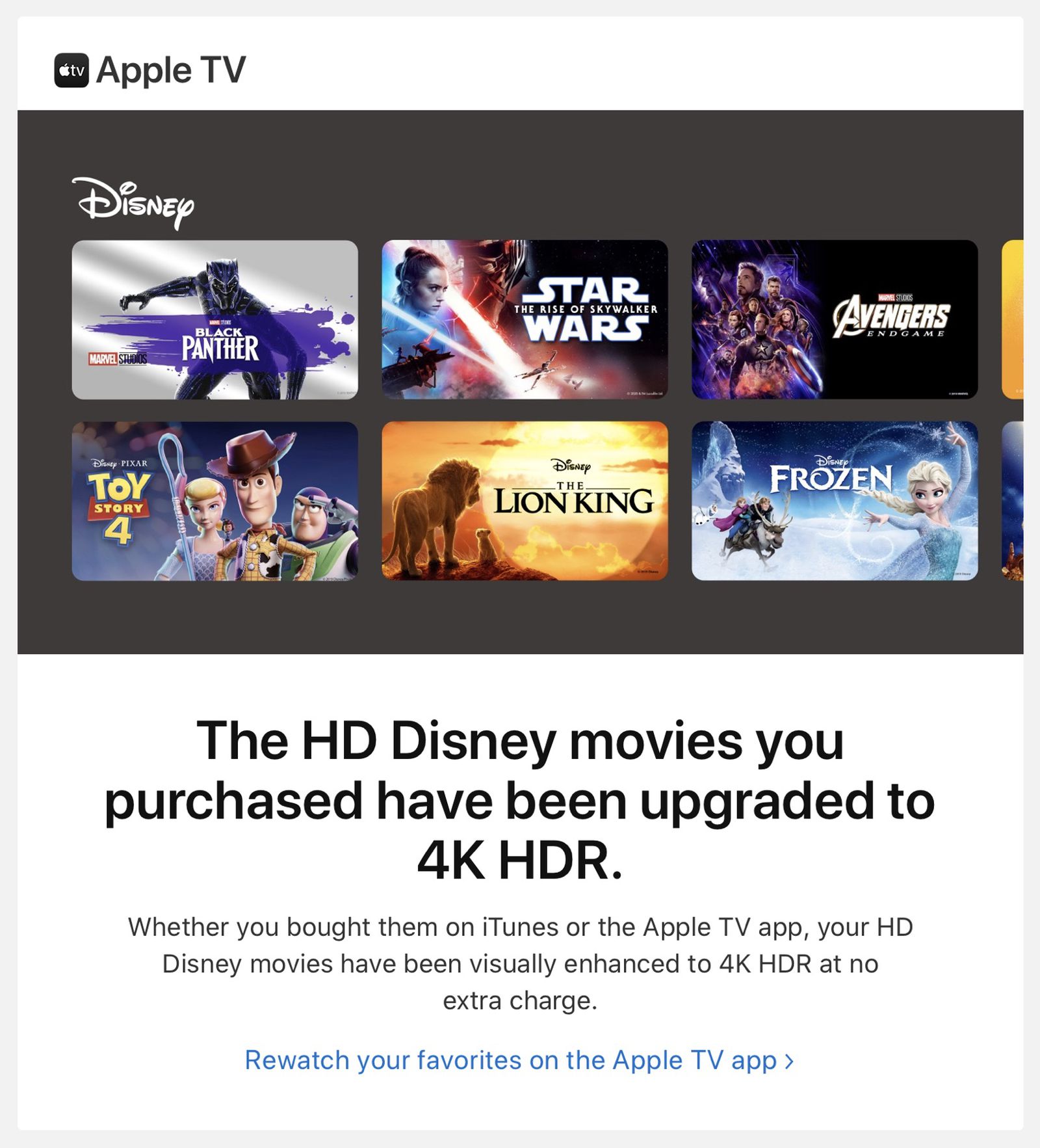 Apple Upgrading iTunes Disney Movie Purchases to 4K HDR - MacRumors