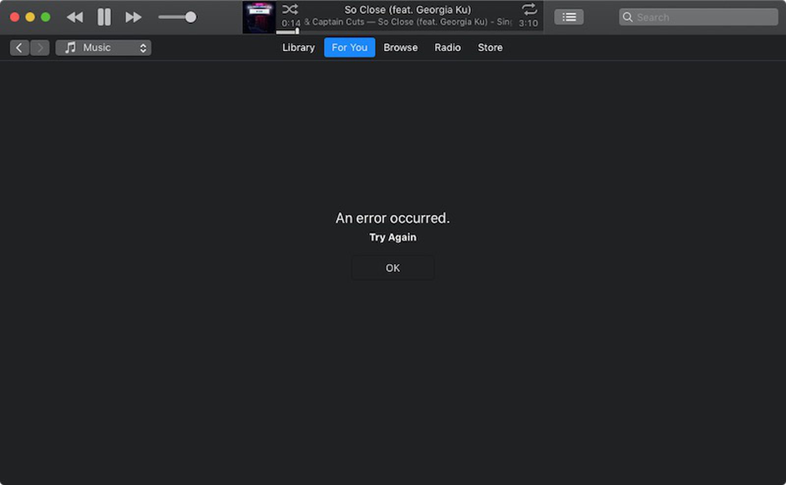 Some Apple Music Users Unable to Load 'For You' Tab in iTunes Recently: 'An Error Occurred ...