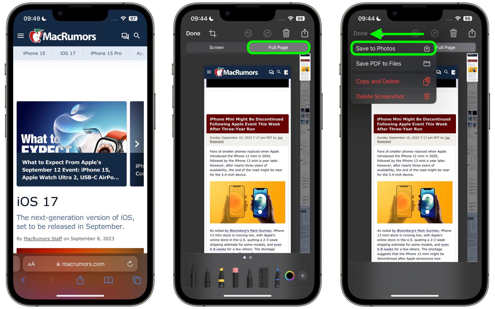 iOS 17: How to Save Long-Form Web Articles and Other Scrollable Content to Photos - MacRumors