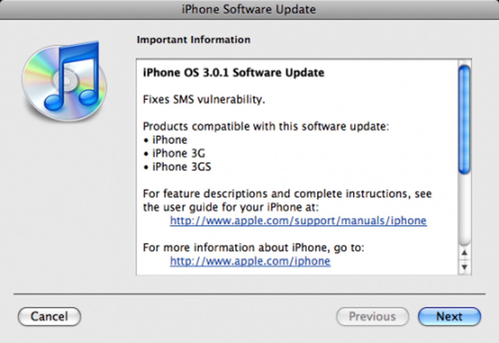 Apple Releases iPhone OS 3.0.1 to Address SMS Security Vulnerability ...