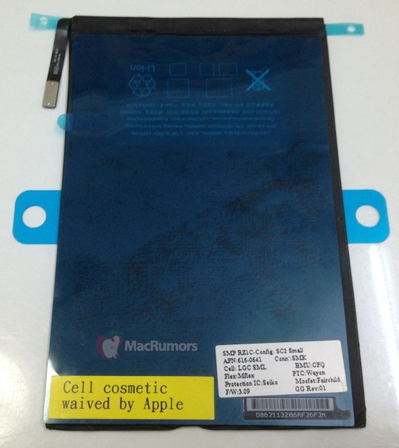 Photos of 'iPad Mini' Battery Reveal 16.7 Watt-Hour Capacity - MacRumors