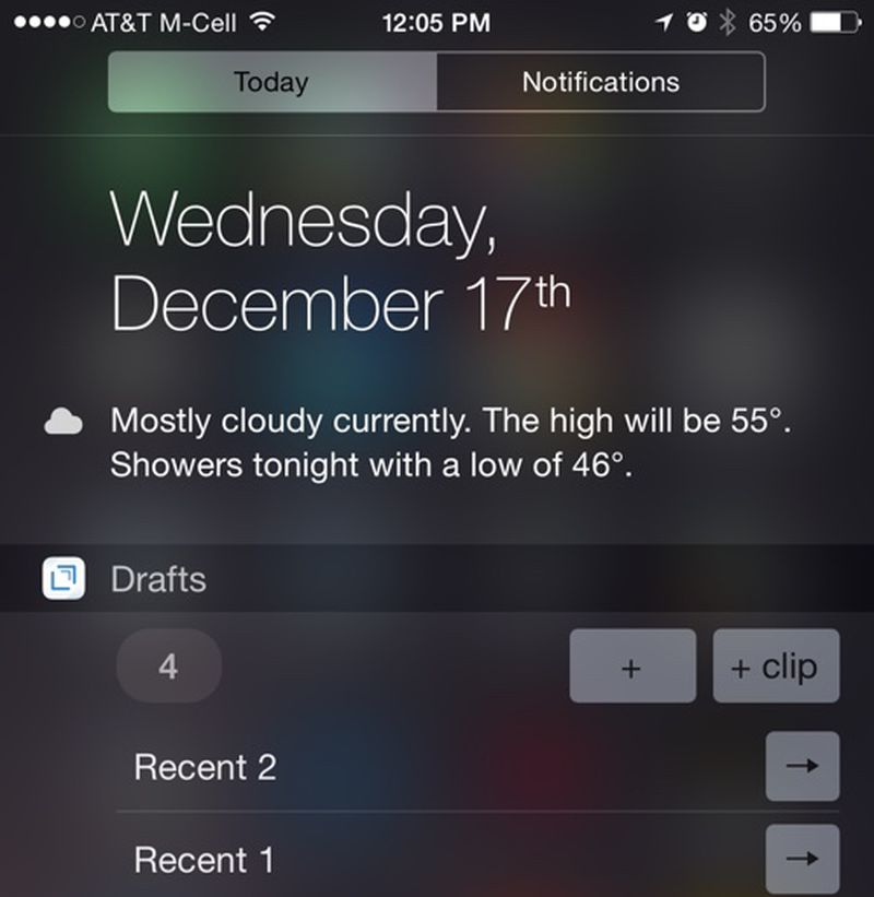 Apple Allows 'Drafts' App to Reinstate Notification Center Widget ...
