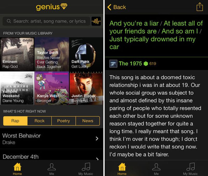 Rap Genius Launches 'Genius' iOS App for Song Lyric Discovery - MacRumors