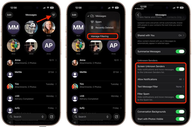 iOS 26: Screen and Filter Messages From Unknown Senders - MacRumors