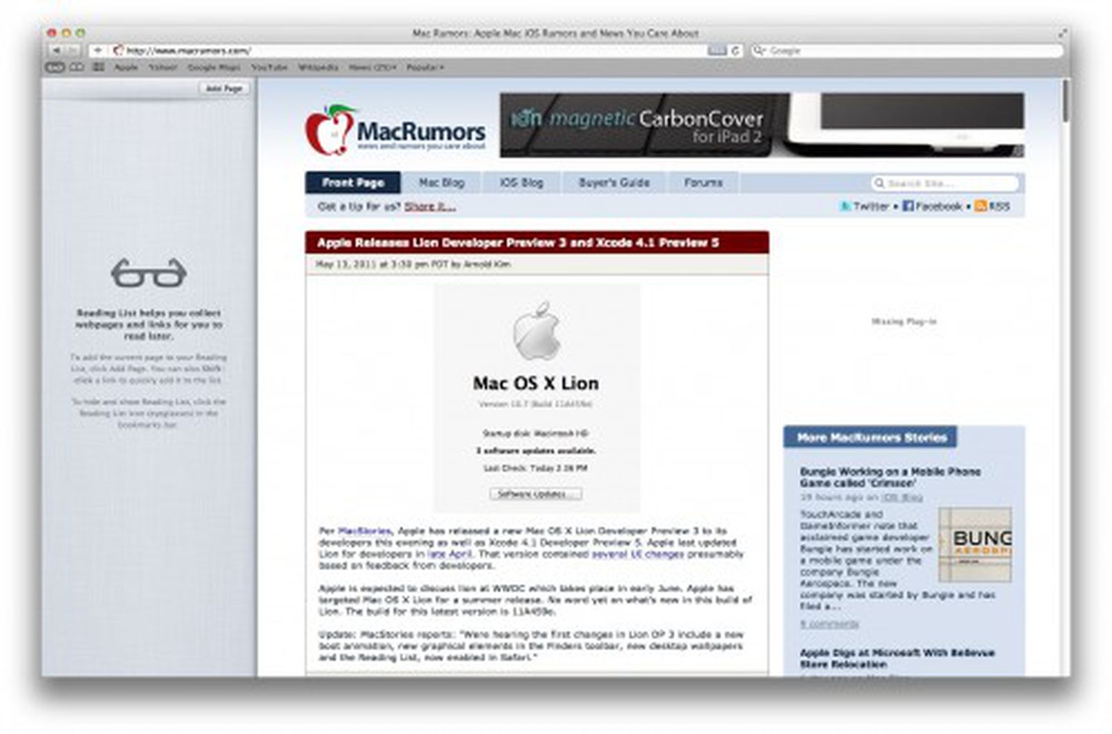 'Reading List' Screenshots from Mac OS X Lion - MacRumors