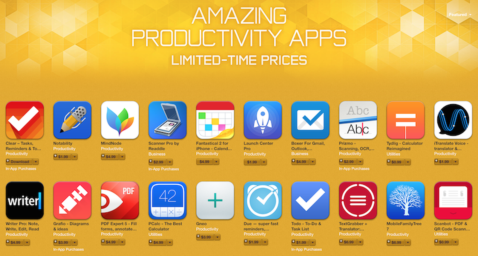 Apple Puts 20 Productivity Apps on Sale in iOS App Store for Limited ...