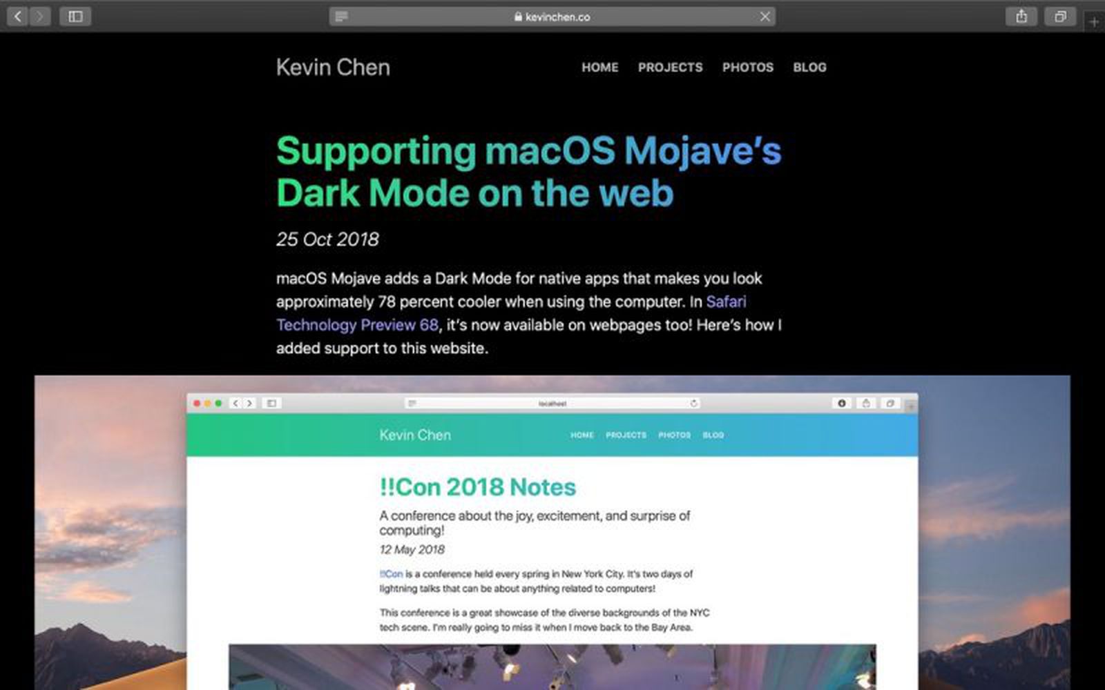 Website Demos Safari Browser's Upcoming Support for Dark Mode CSS in macOS Mojave 10.14.4 ...