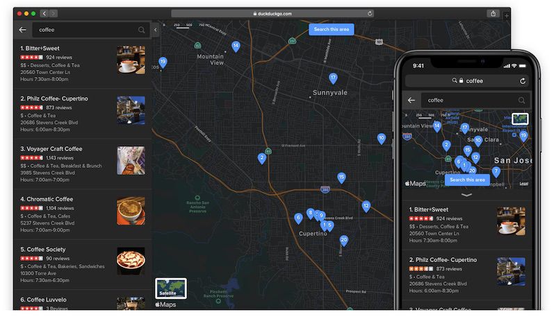 DuckDuckGo Enhances Apple Maps Integration, Including Dark Mode - MacRumors