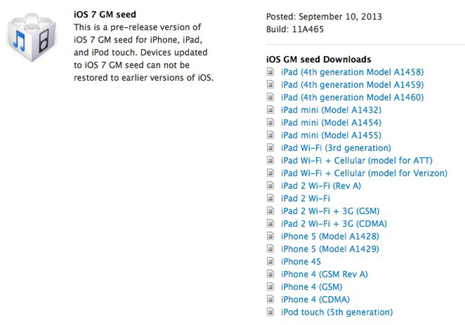 Apple Seeds iOS 7 Golden Master Build to Developers Ahead of September 18 Public Launch - MacRumors