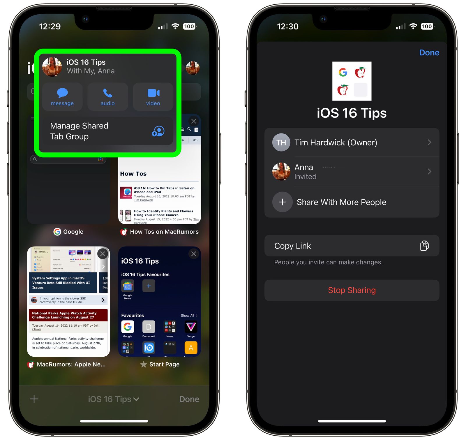 iOS 16: How to Share Safari Tab Groups - MacRumors
