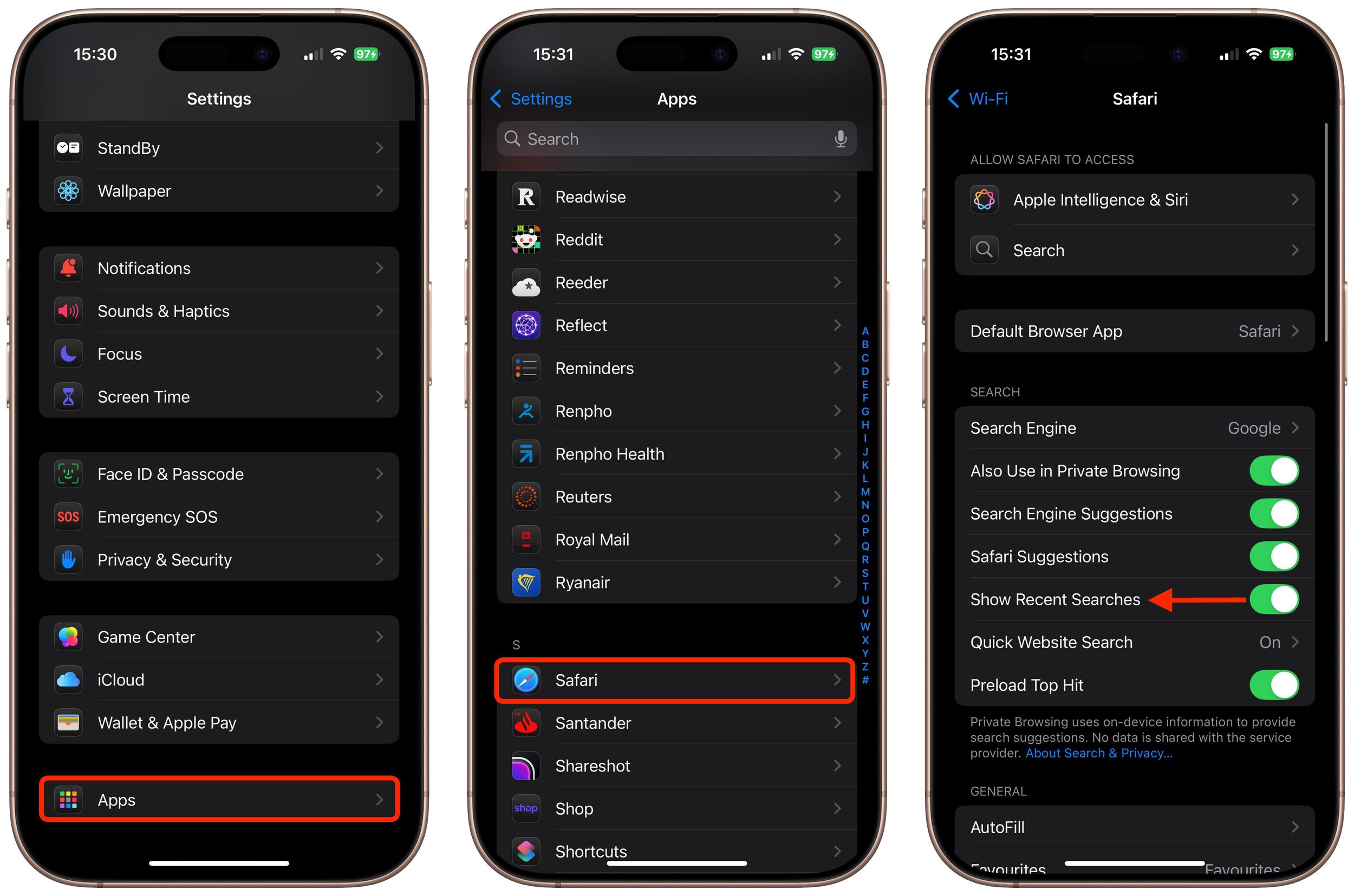 Stop Your Recent Browser Searches Showing on iPhone - MacRumors