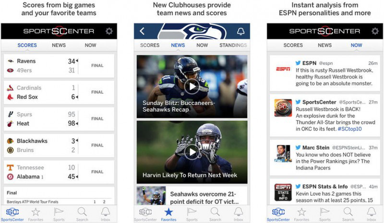 ESPN Launches Rebranded SportsCenter App with League 'Clubhouses ...