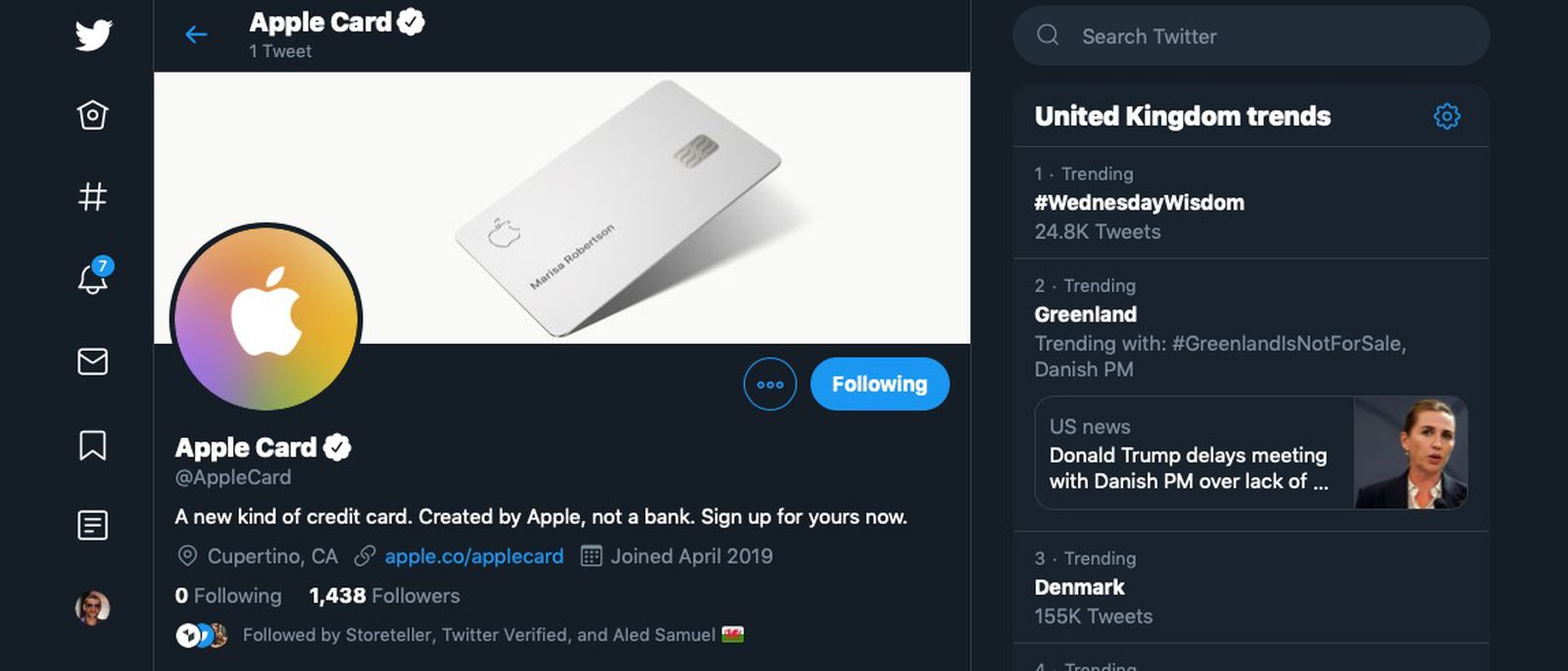 Apple Card Just Got an Official Twitter Account - MacRumors