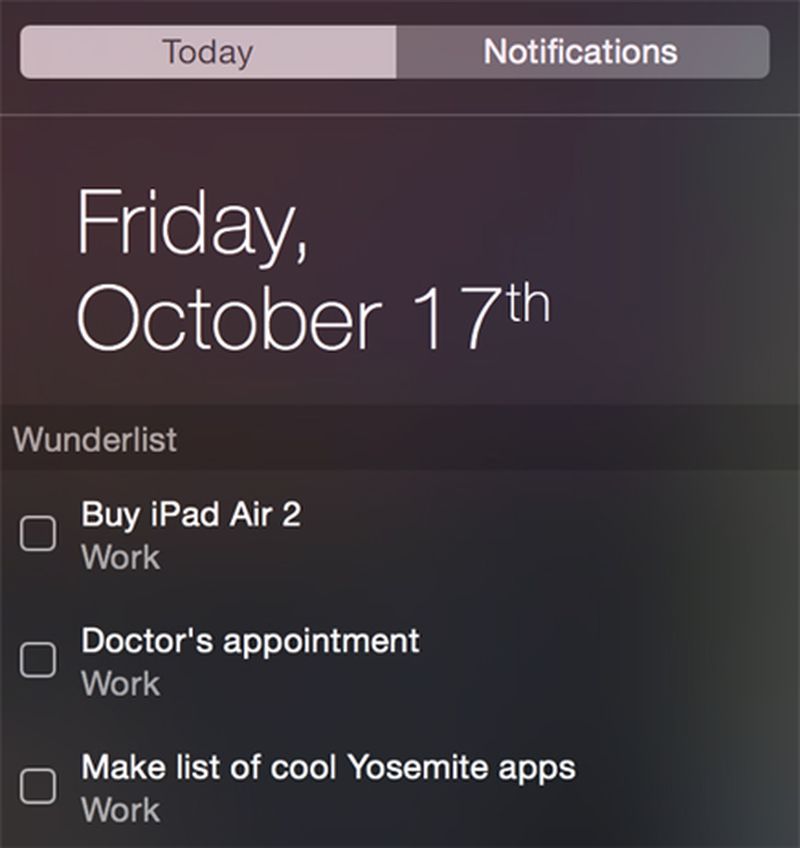 A List of OS X Yosemite Apps With Notification Center Widgets, Share Support, and More - MacRumors