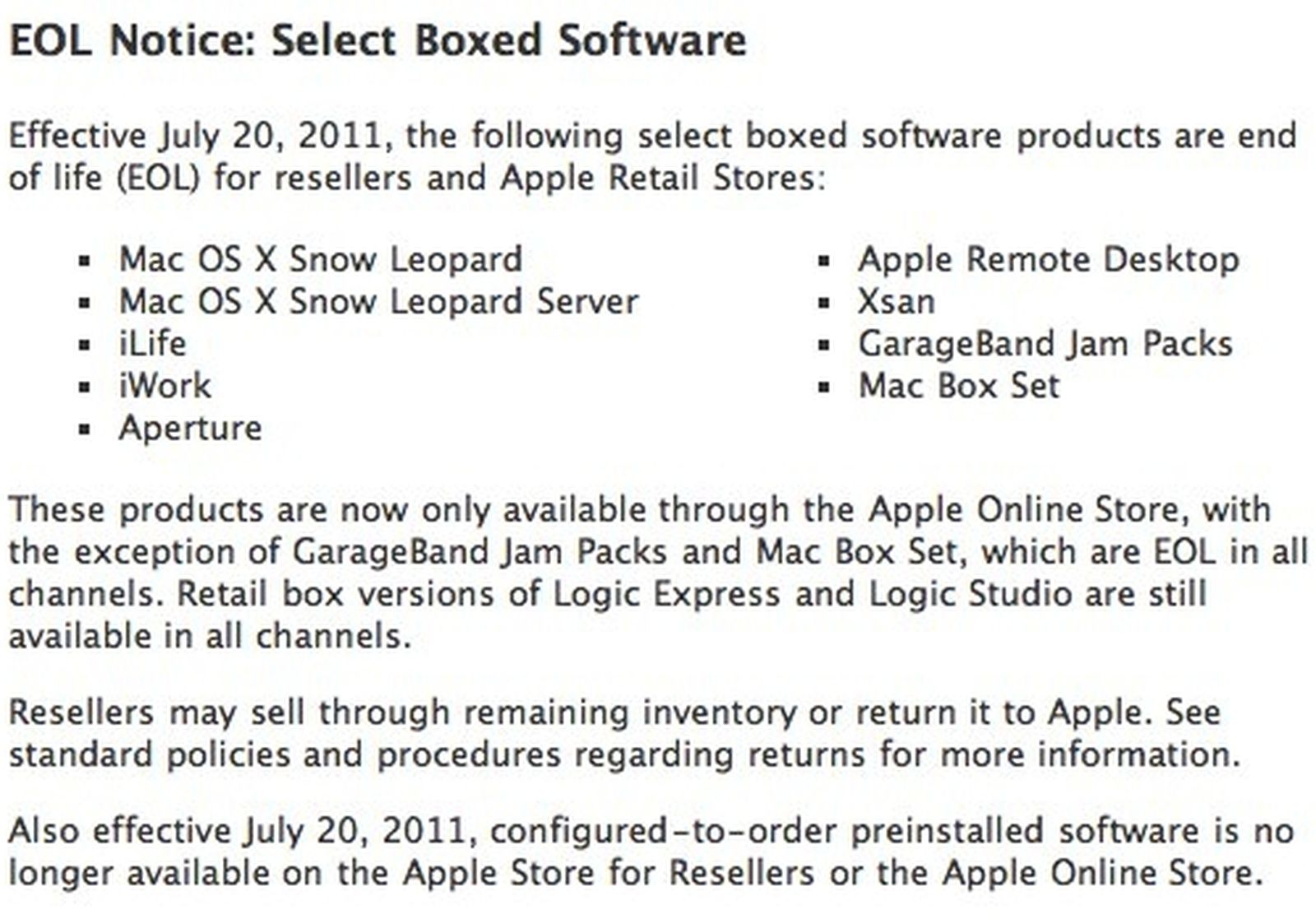 Apple Kills More Boxed Software In Favor of App Store - MacRumors